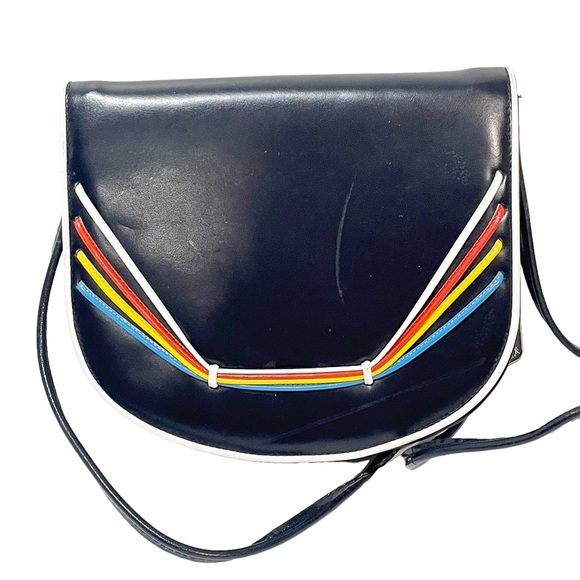Vintage | Bags | Vintage Algo Italiano Made In Italy Navy Rounded ...